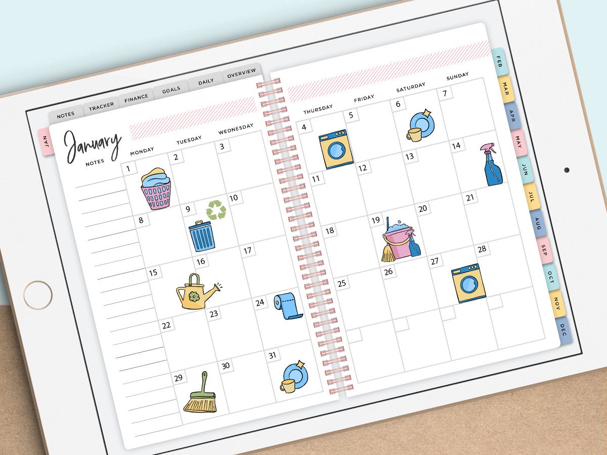 Digital Planner Stickers Hand-drawn House Cleaning Set PNG Household ...