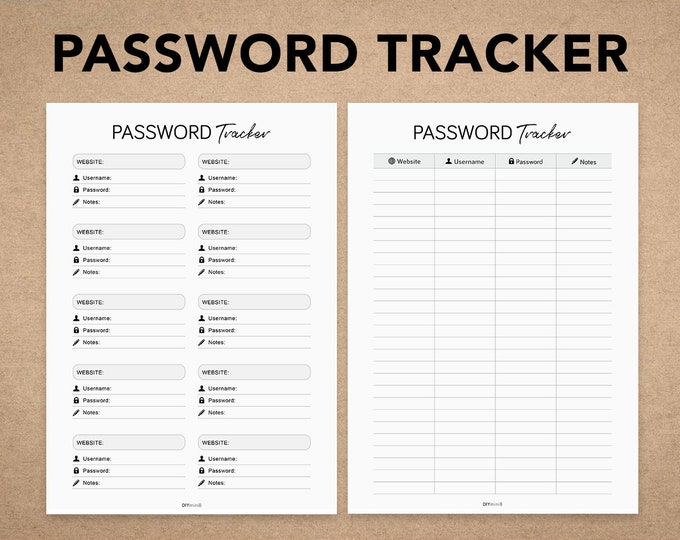 Printable & Fillable Password Tracker, Password Log, Password Keeper ...
