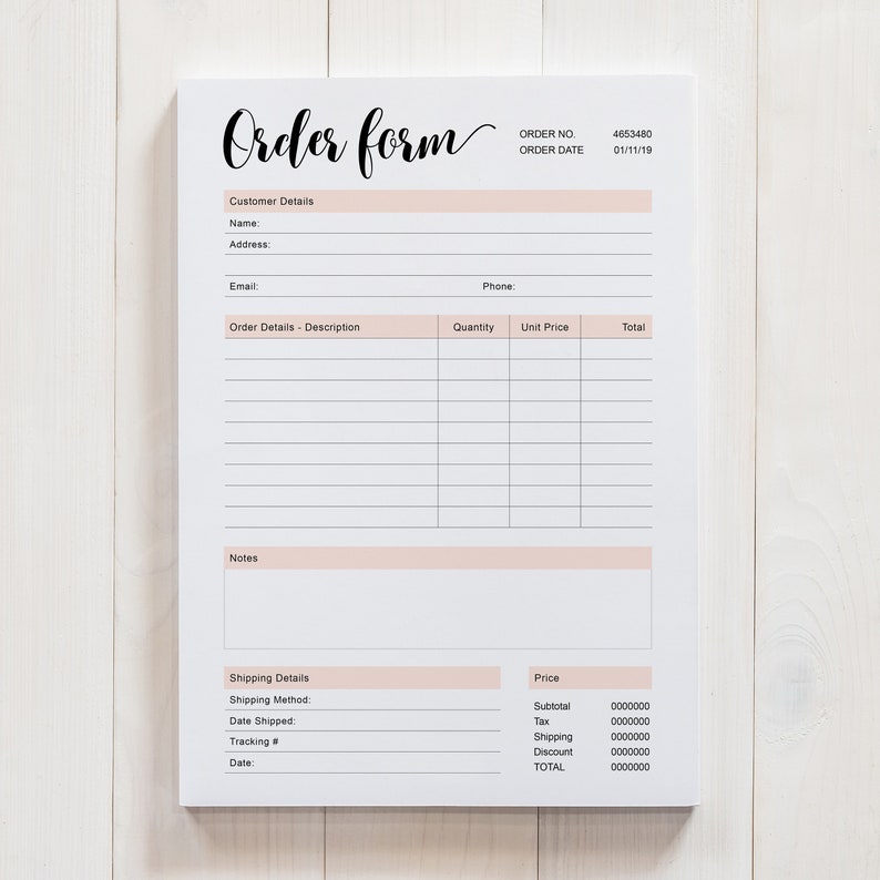 Order Form Editable PDF template A4 & Letter size | Etsy