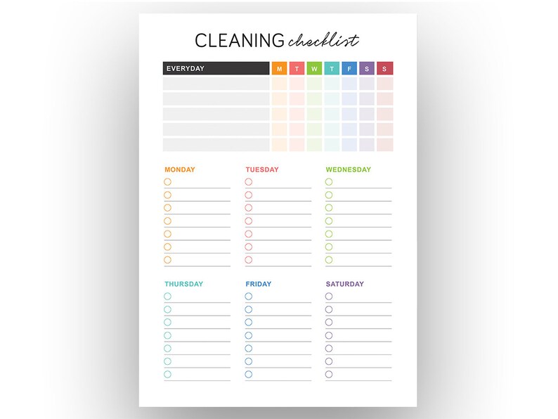 Editable / Fillable Cleaning Checklist A4 US Letter | Etsy Canada