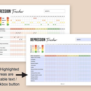 Monthly Depression Tracker | Printable | Editable Fillable PDF ...