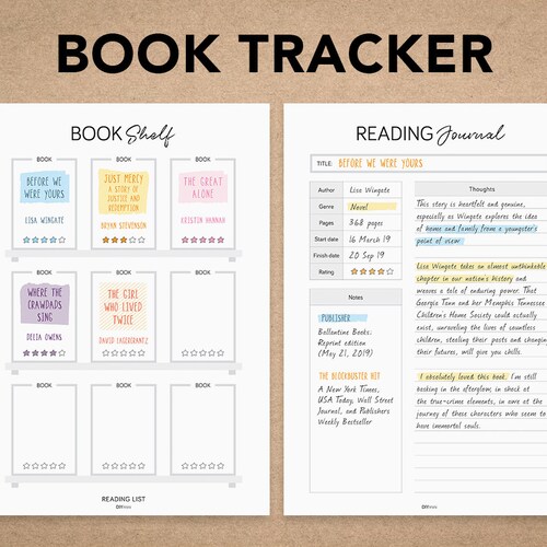 Book Tracker Book Lover Book Review Reading Log - Etsy