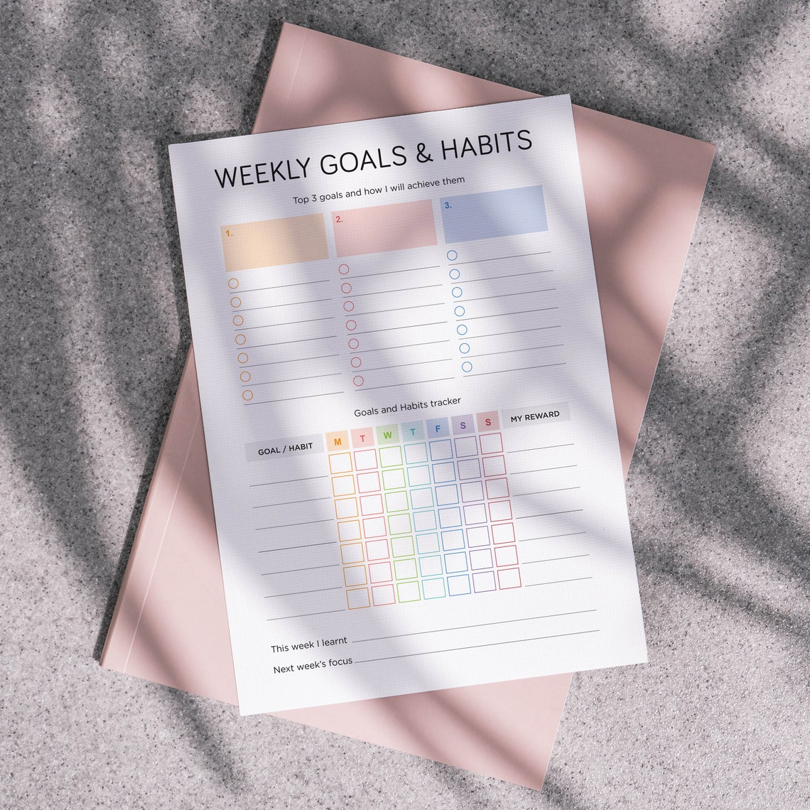 Weekly Goals & Habits - Fillable PDF - Etsy