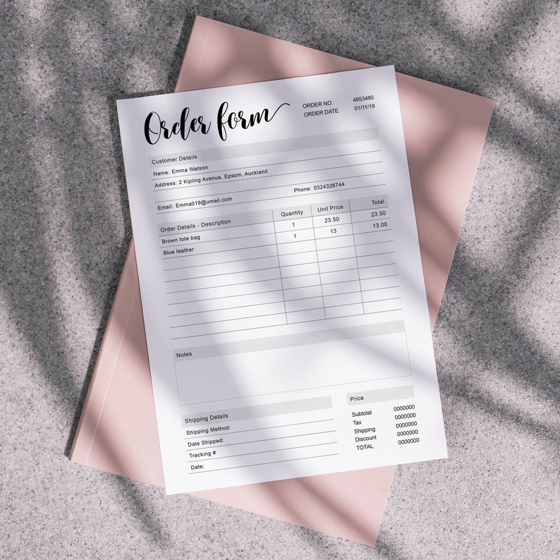 Order Form Editable PDF Template A4 & Letter Size - Etsy UK