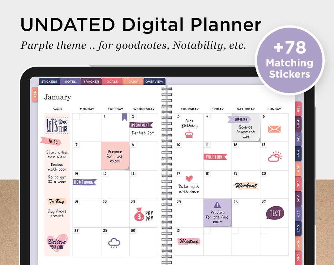 Digital Planner, iPad Planner, Goodnotes Planner, Purple Theme Digital ...