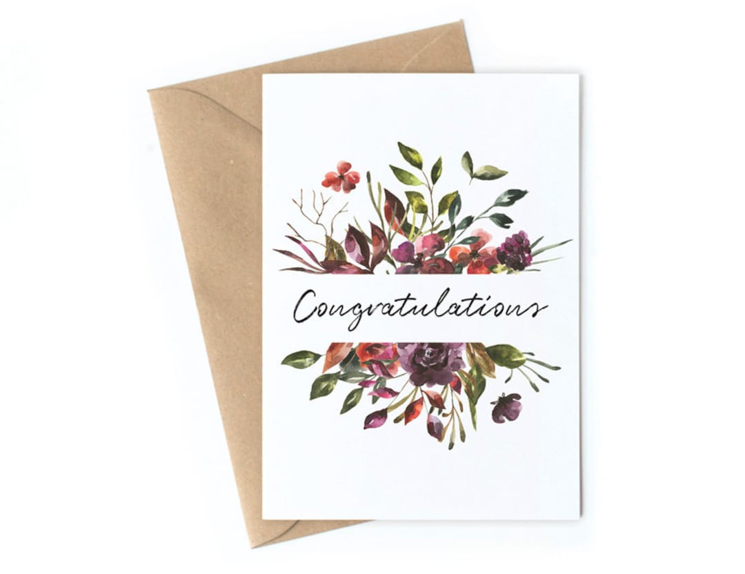 Floral Congratulations Card | Printable - Etsy