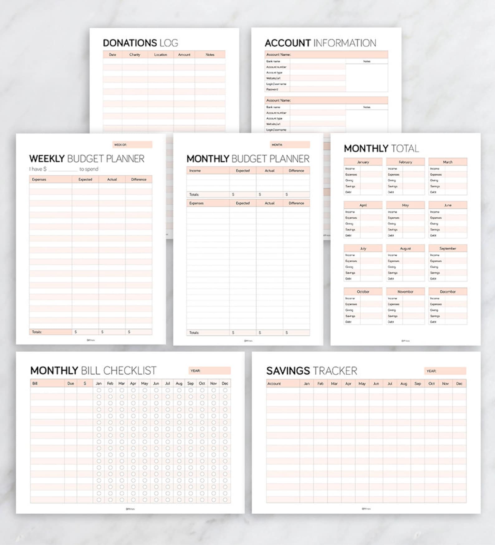 Budget Planner Interactive Fillable PDF Printable Organiser - Etsy
