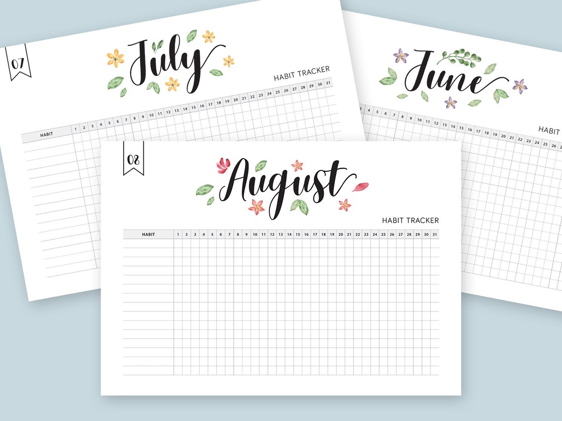 Monthly Habit Tracker Printable | Fillable PDF | Daily Routine Tracking ...