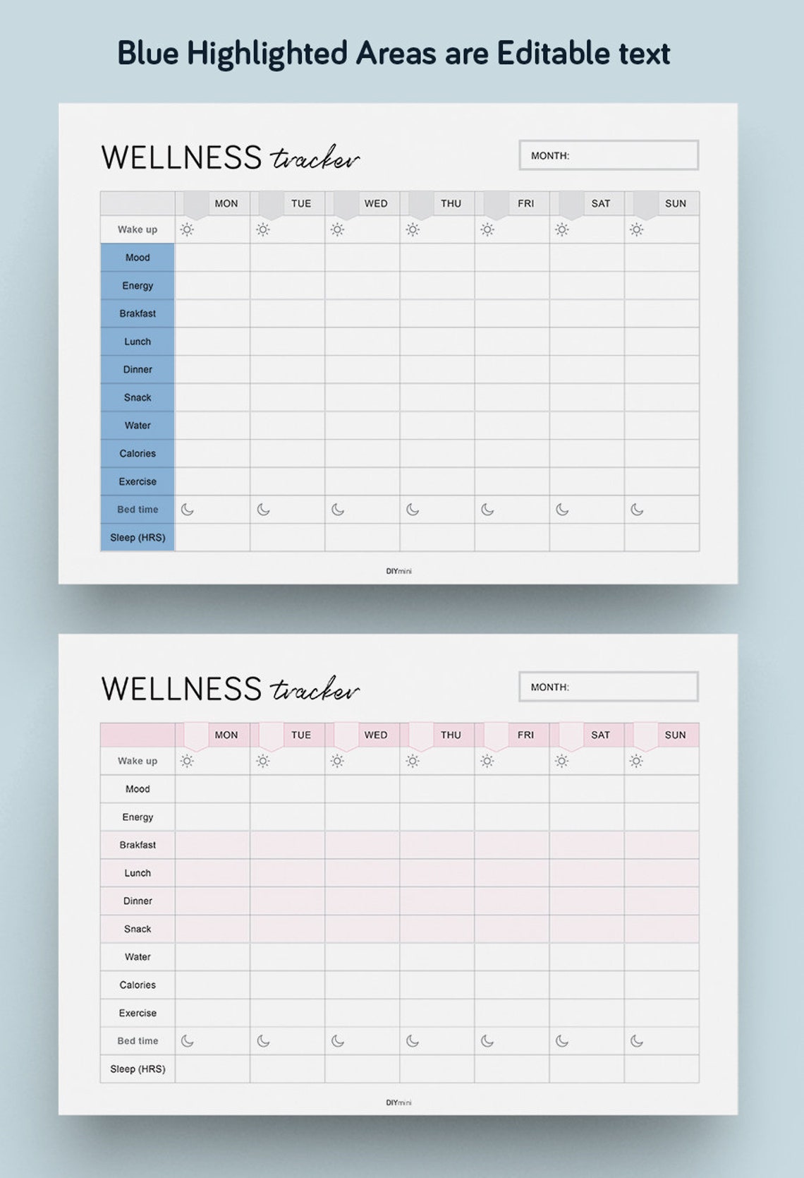 Weekly Wellness Tracker Editable Health Tracker Instant - Etsy UK