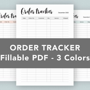 Order Tracker | Editable | Fillable PDF Template | Printable | Orders ...