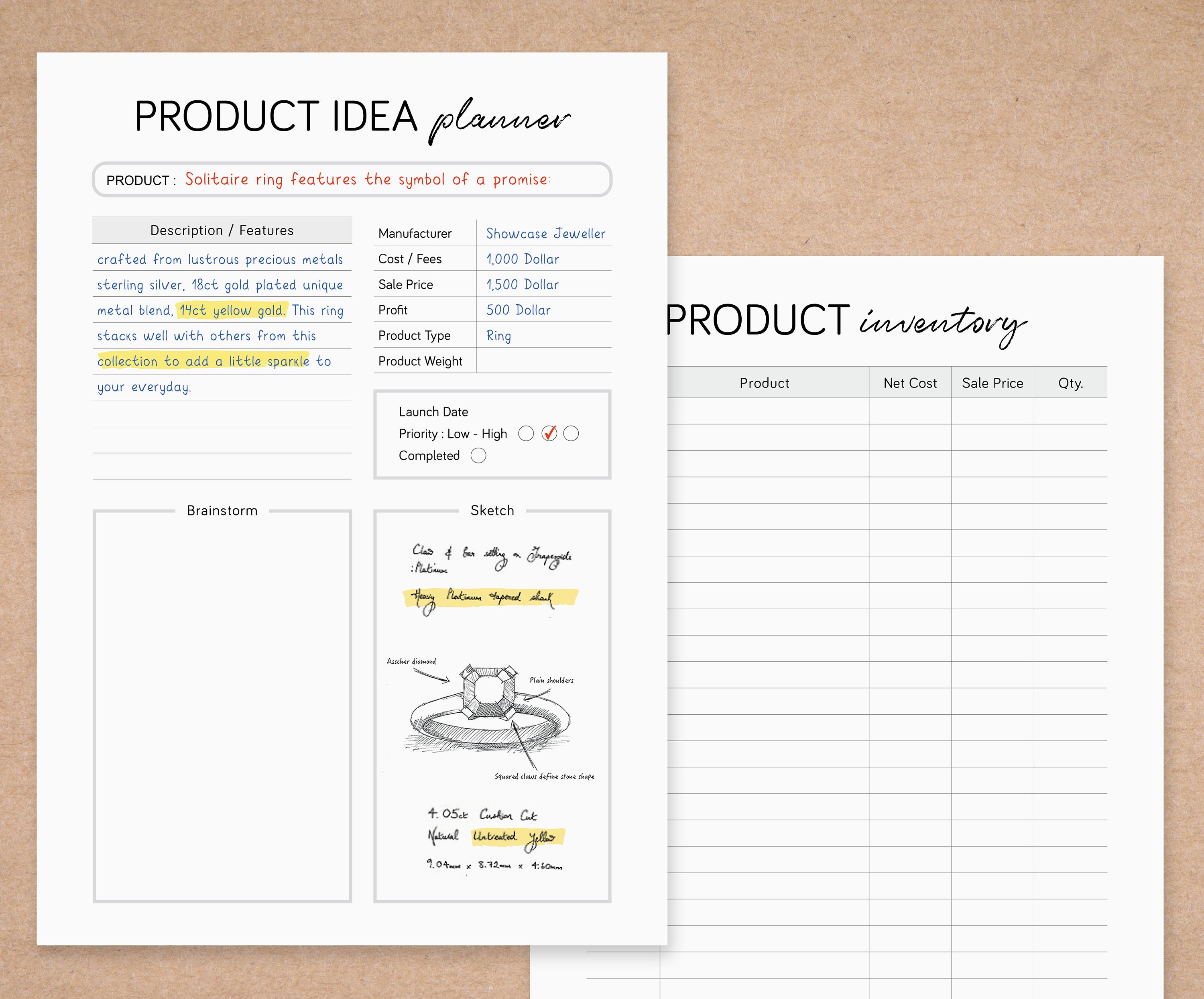 Fillable Product Planner Inventory List Business Planner - Etsy