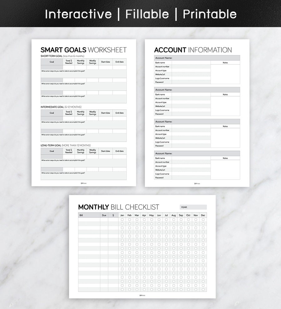 Budget Planner Interactive Fillable PDF Printable - Etsy