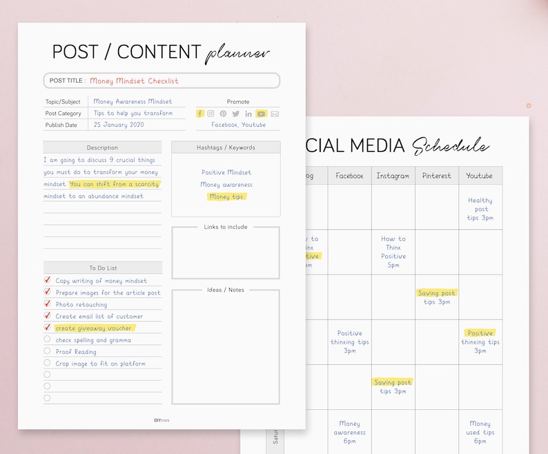 Editable Post and Content Planner Blog Post Social media | Etsy