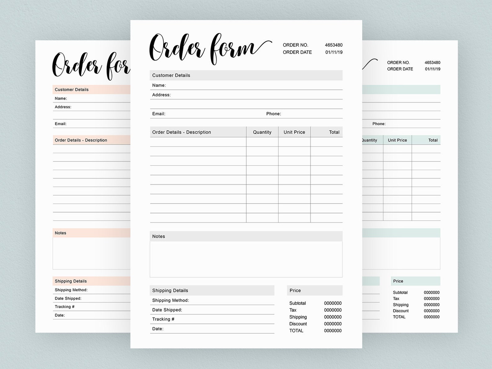 Order Form - Editable PDF Template | A4 & Letter Size | Printable ...