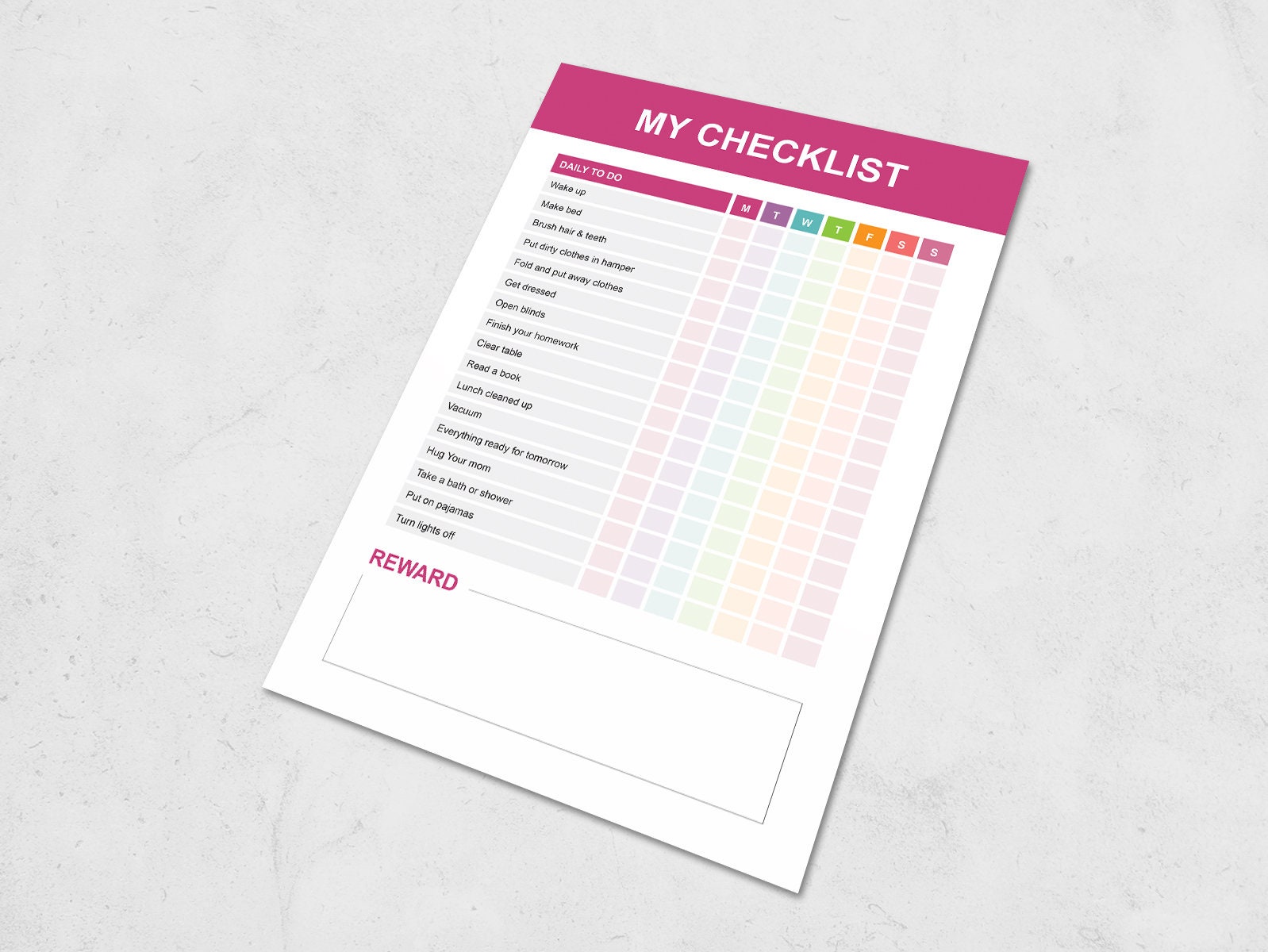 To Do List - Kid Checklist | Editable | Printable - Etsy