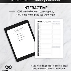 Daily Planner Interactive Fillable PDF Printable Organiser - Etsy