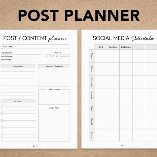 Editable Post and Content Planner Blog Post Social Media - Etsy