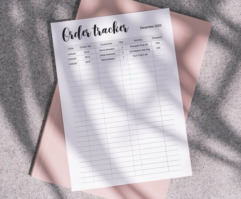 Order Tracker Editable Fillable PDF Template Printable Orders Tracking ...