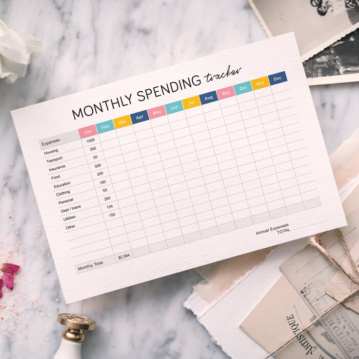 Fillable Monthly Bill Payment Checklist | Monthly Spending Tracker ...