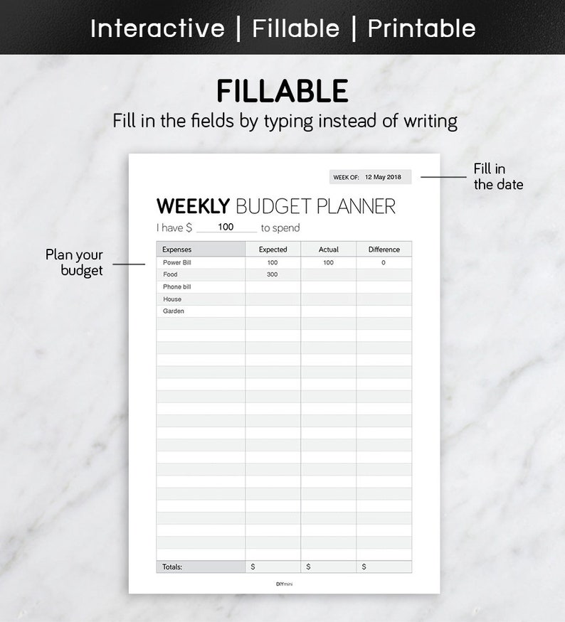 Budget Planner Interactive Fillable PDF Printable - Etsy
