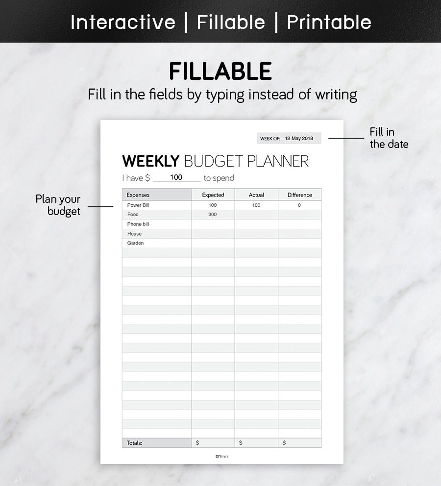 Budget Planner Interactive Fillable PDF Printable - Etsy