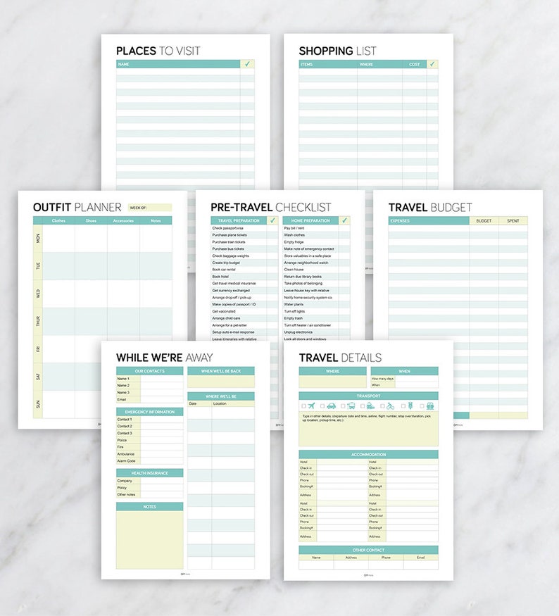 Travel Planner Interactive Editable PDF Printable Organizer Planner - Etsy