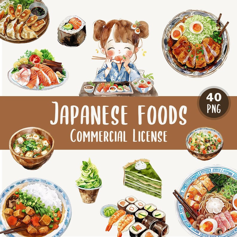Watercolor Japanese Food Clipart 40 Png Japanese Food Collection ...