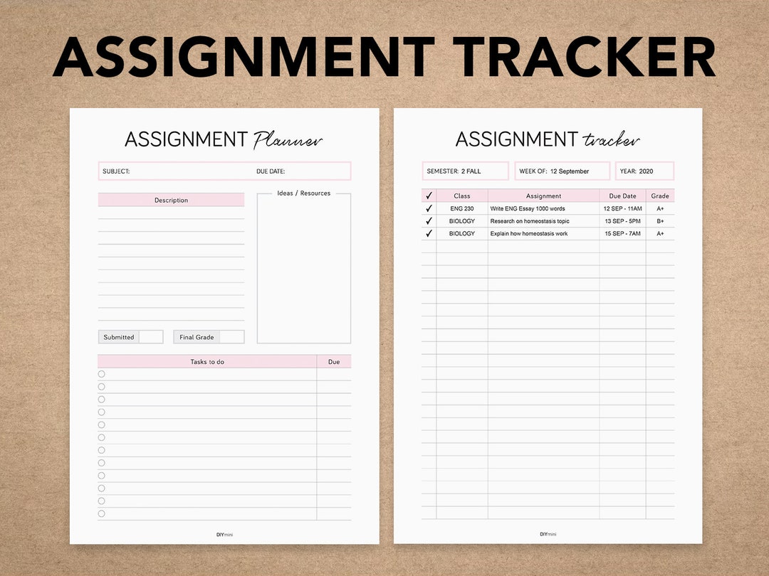 Fillable Assignment Tracker | Assignment Homework Planner | College ...