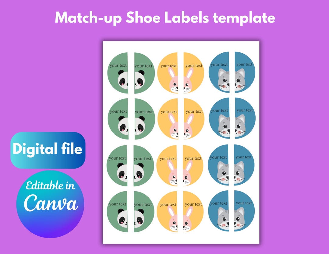 Canva Editable Template for Shoes Match up Labels, Shoes Stickers. - Etsy