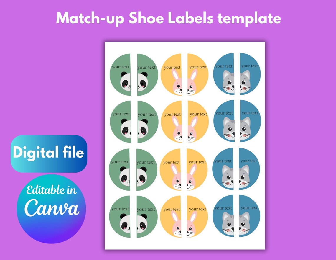 Canva Editable Template for Shoes Match up Labels, Shoes Stickers. - Etsy