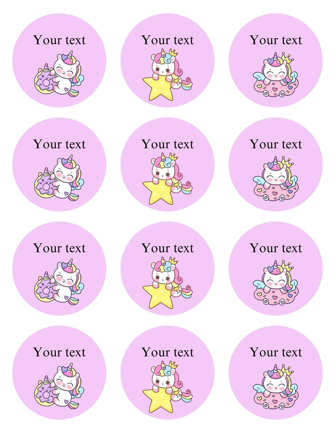 Unicorn Canva Editable Template for School Name Labels, and Name ...