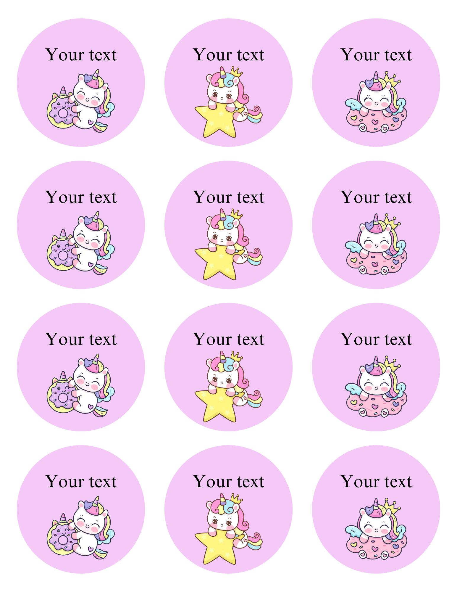 Unicorn Canva Editable Template for School Name Labels, and Name ...