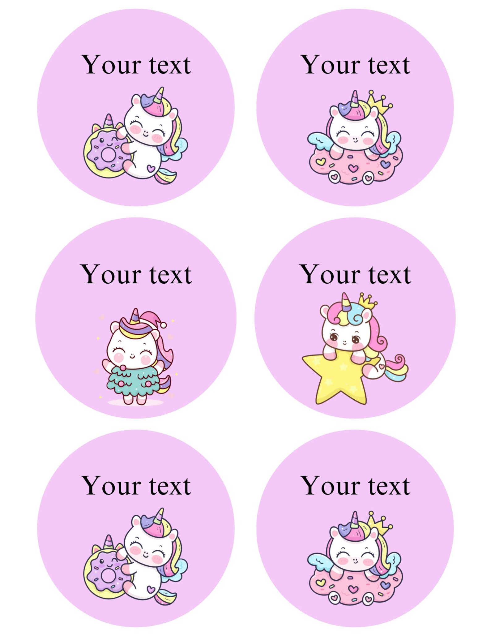 Unicorn Canva Editable Template for School Name Labels, and Name ...