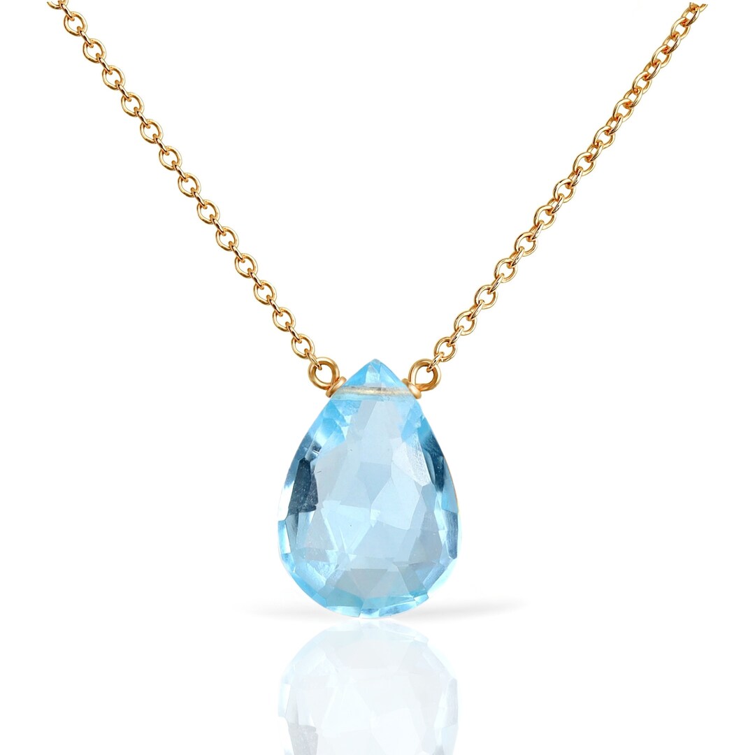 Sky Blue Topaz Necklace, 14k Gold Rose Gold, White Gold Topaz Crystal ...