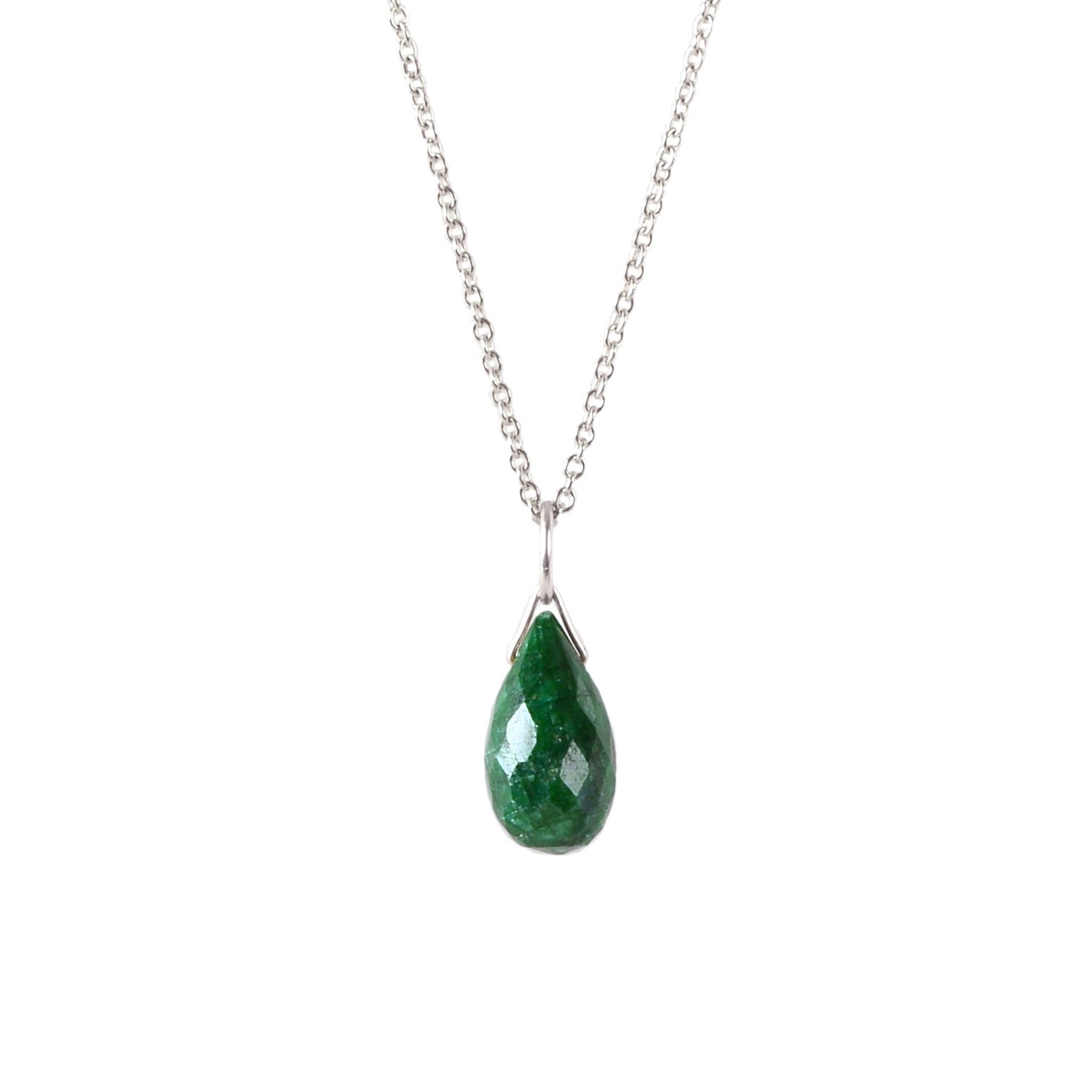 Genuine Emerald Drop Necklace in Gold Rose or Silver May | Etsy
