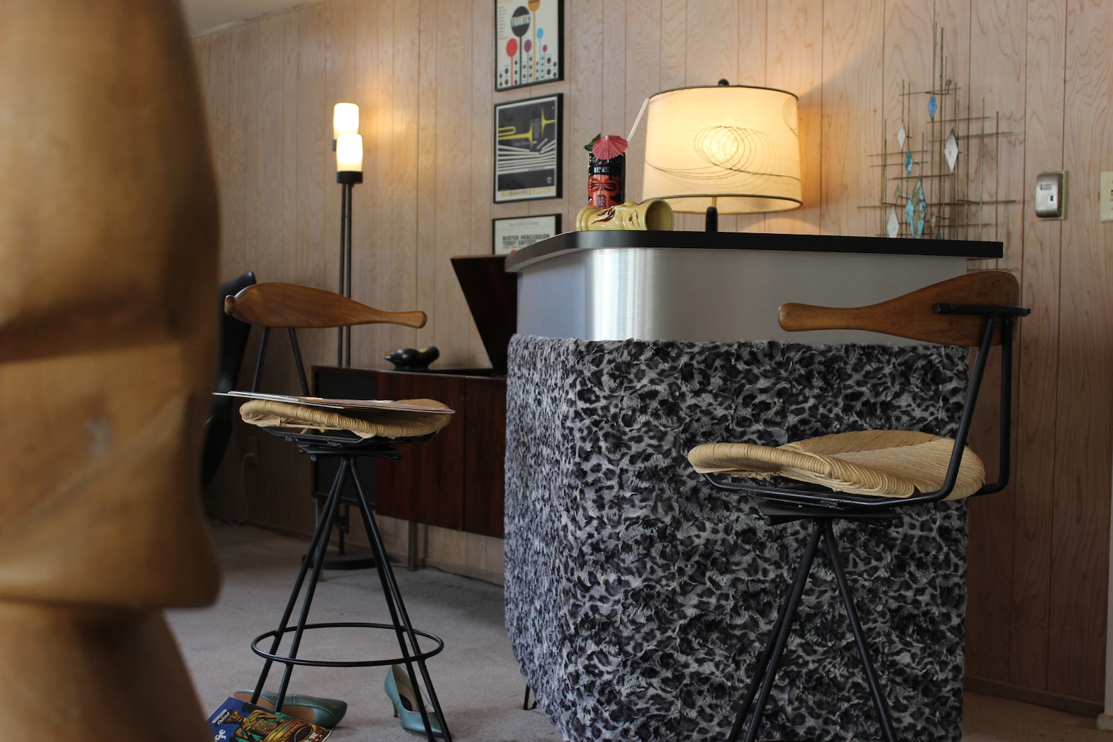 Home Bar Mid Century Modern Bar, Reception Desk, Front Desk Stand Alone ...