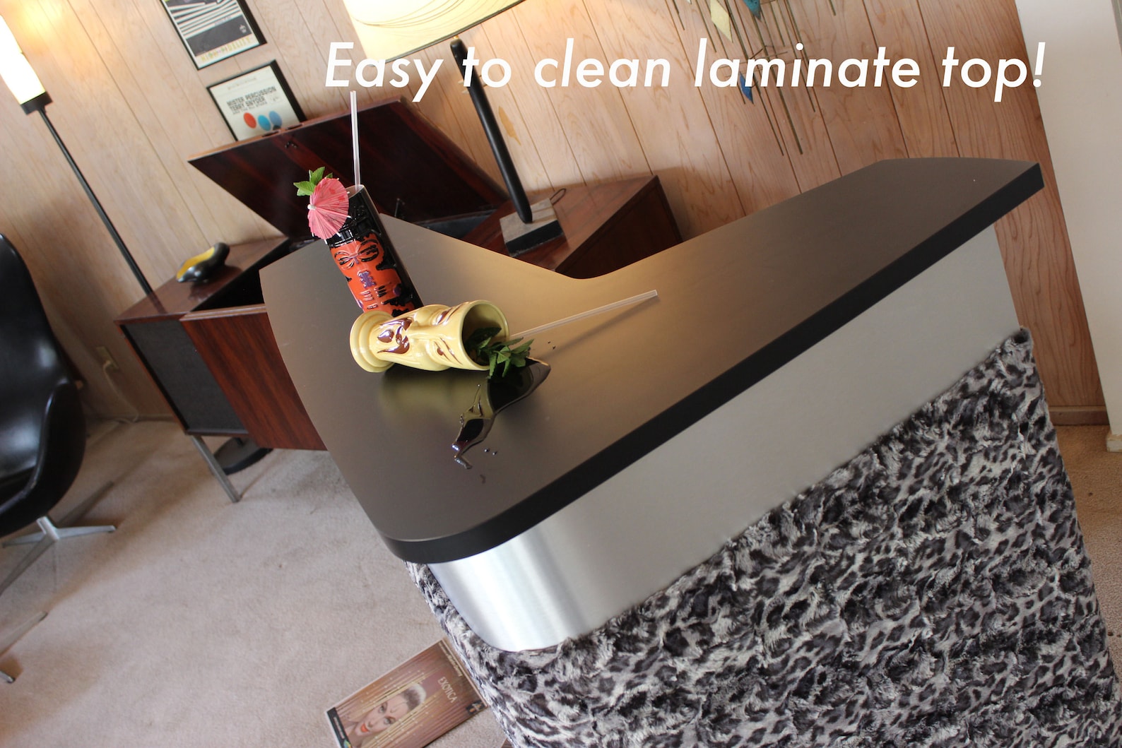 Home Bar Mid Century Modern Bar, Reception Desk, Front Desk Stand Alone ...