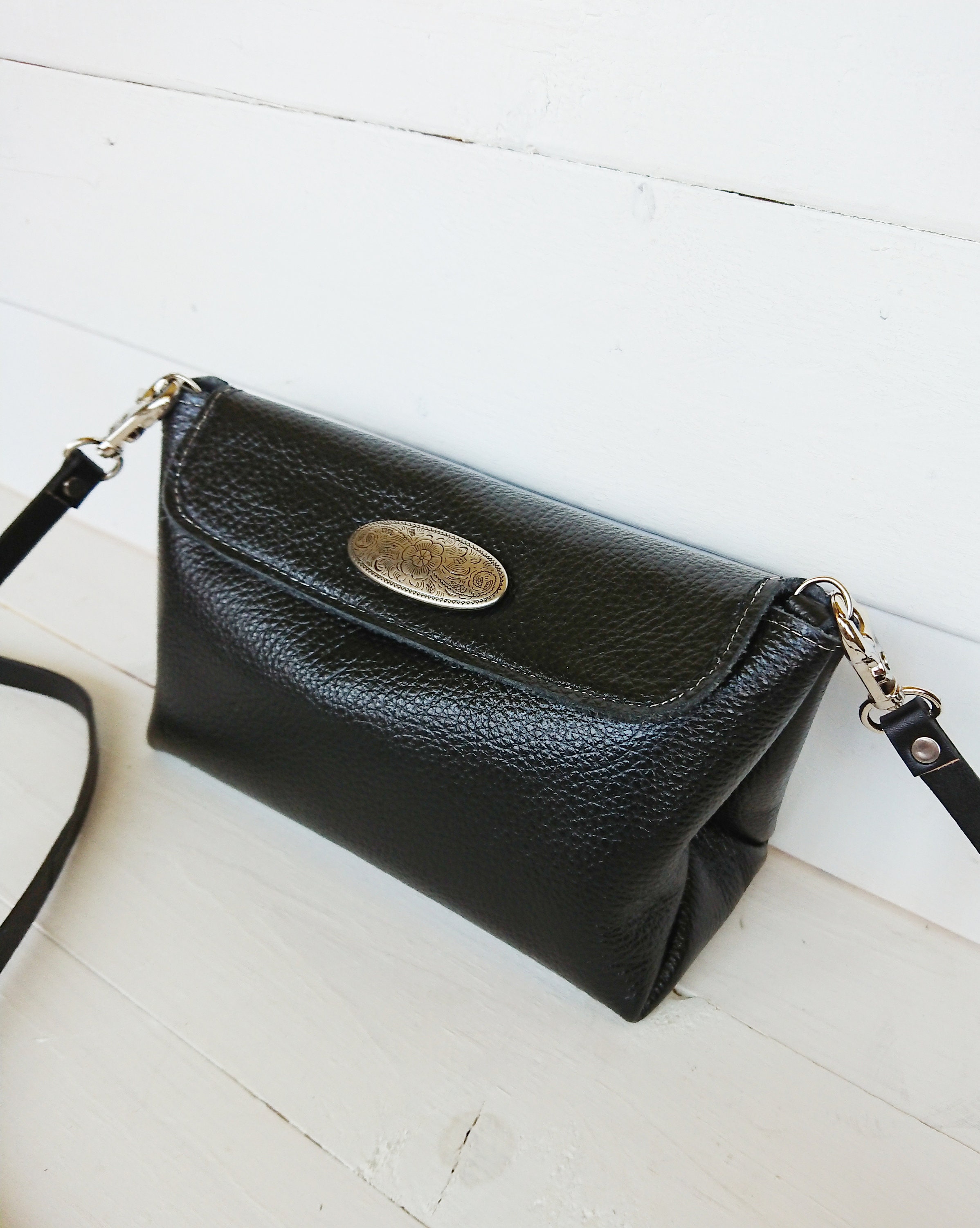 Black Leather Bag Small Genuine Leather Purse Small Handbag - Etsy