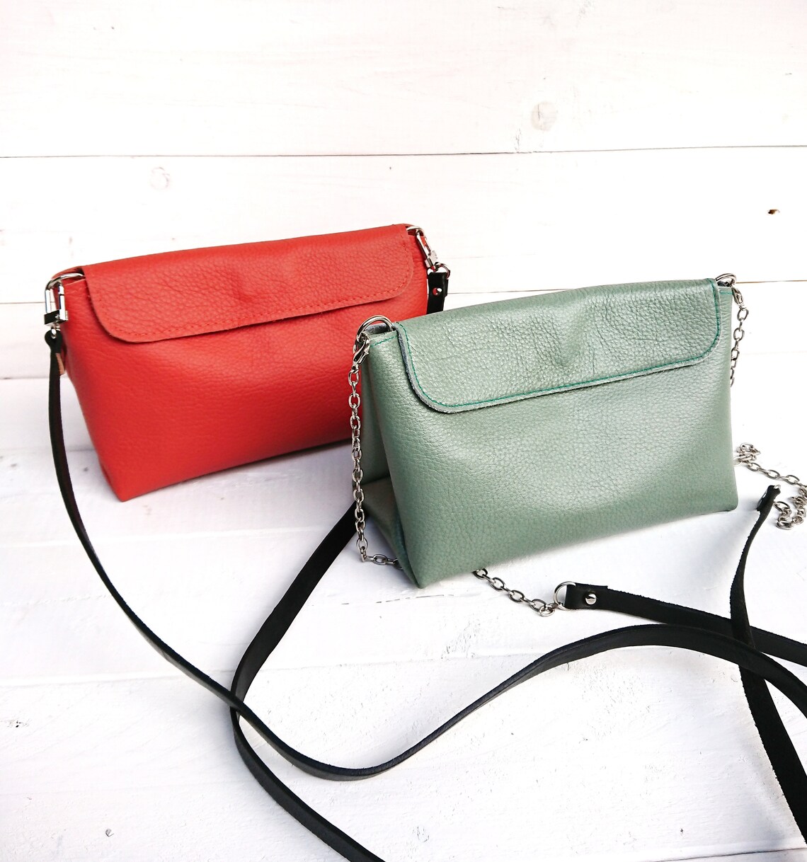 Mint Leather Bag Small Genuine Leather Purse Small Handbag - Etsy