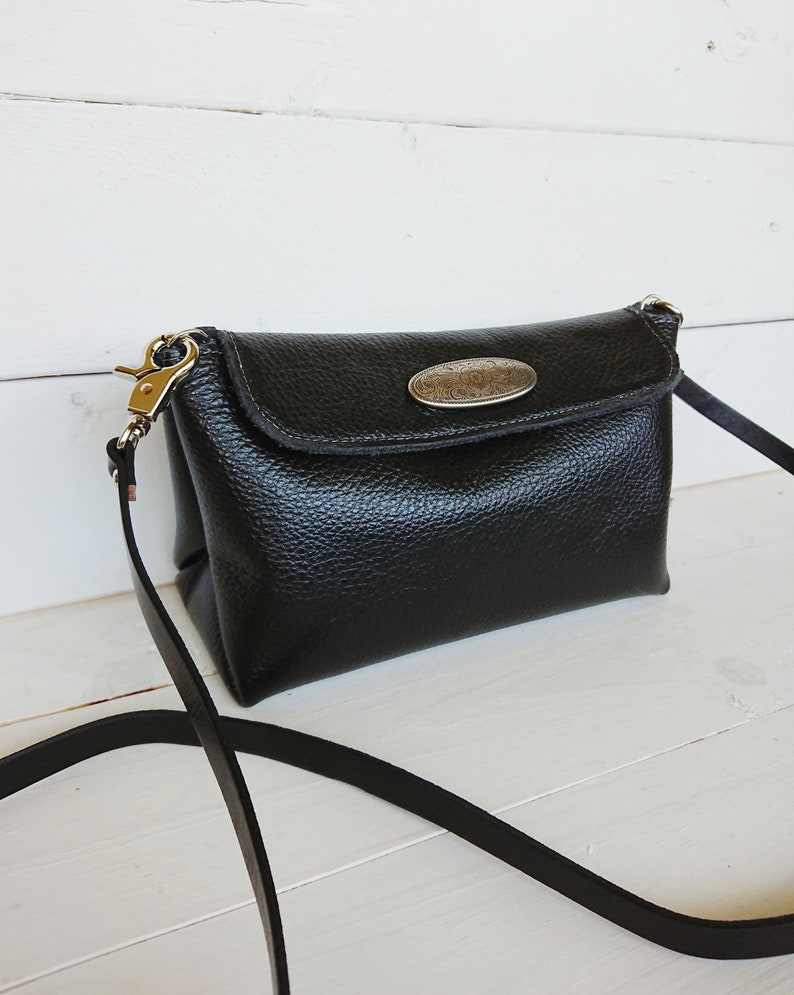 Black Leather Bag Small Genuine Leather Purse Small Handbag - Etsy