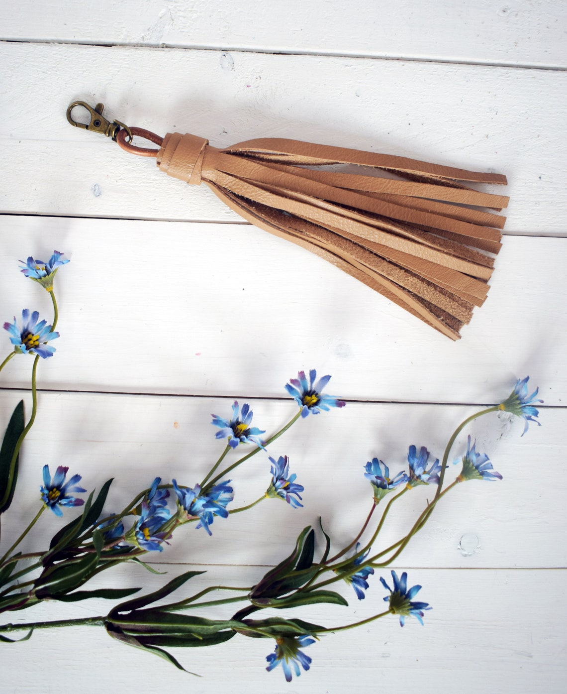 Big Genuine Leather Key Chain, Zipper Pull, Gift for Her, Personalized ...