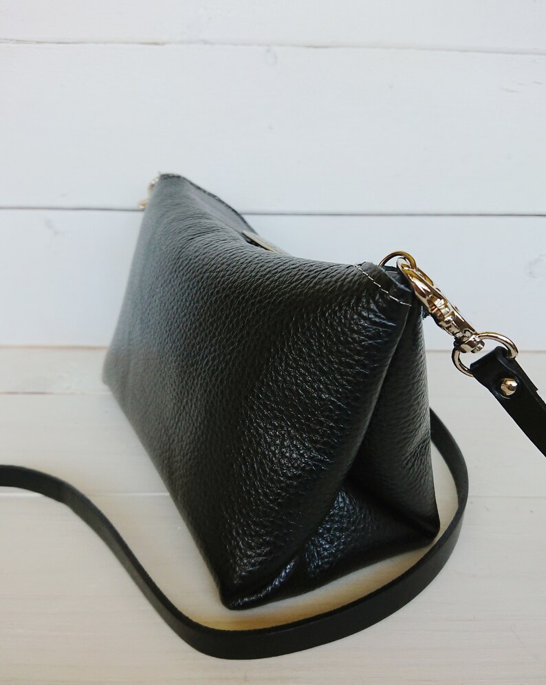 Black Leather Bag Small Genuine Leather Purse Small Handbag - Etsy