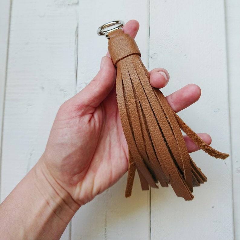 Big Genuine Leather Key Chain, Zipper Pull, Gift for Her, Personalized ...