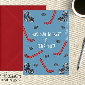 Printable Hockey Birthday Card - Hockey Fan - Ice Hockey Birthday ...