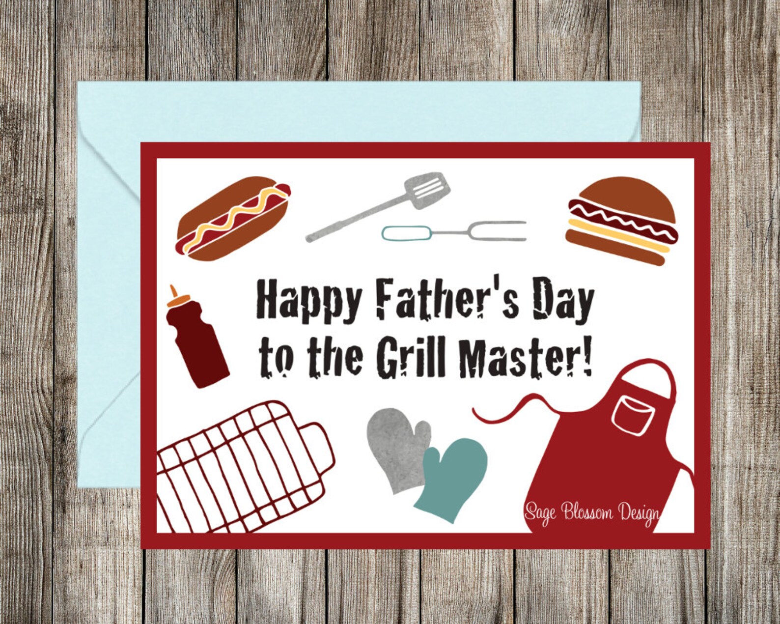 Printable Fathers Day Card - "happy Father's Day" - Grill Master - Dad ...