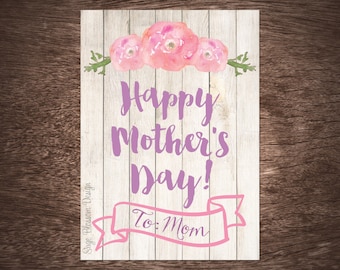 Printable Floral Mothers Day Card Watercolor Flowers | Etsy