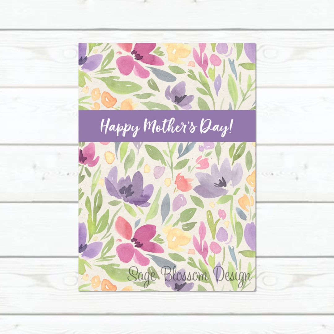 Printable Floral Mothers Day Card - Watercolor Flowers - Digital ...
