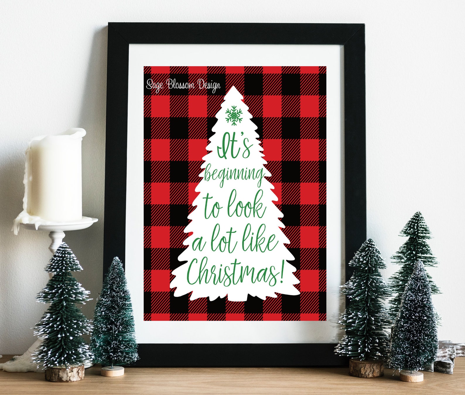 Buffalo Plaid Christmas Printable, Buffalo Check Christmas Decor ...