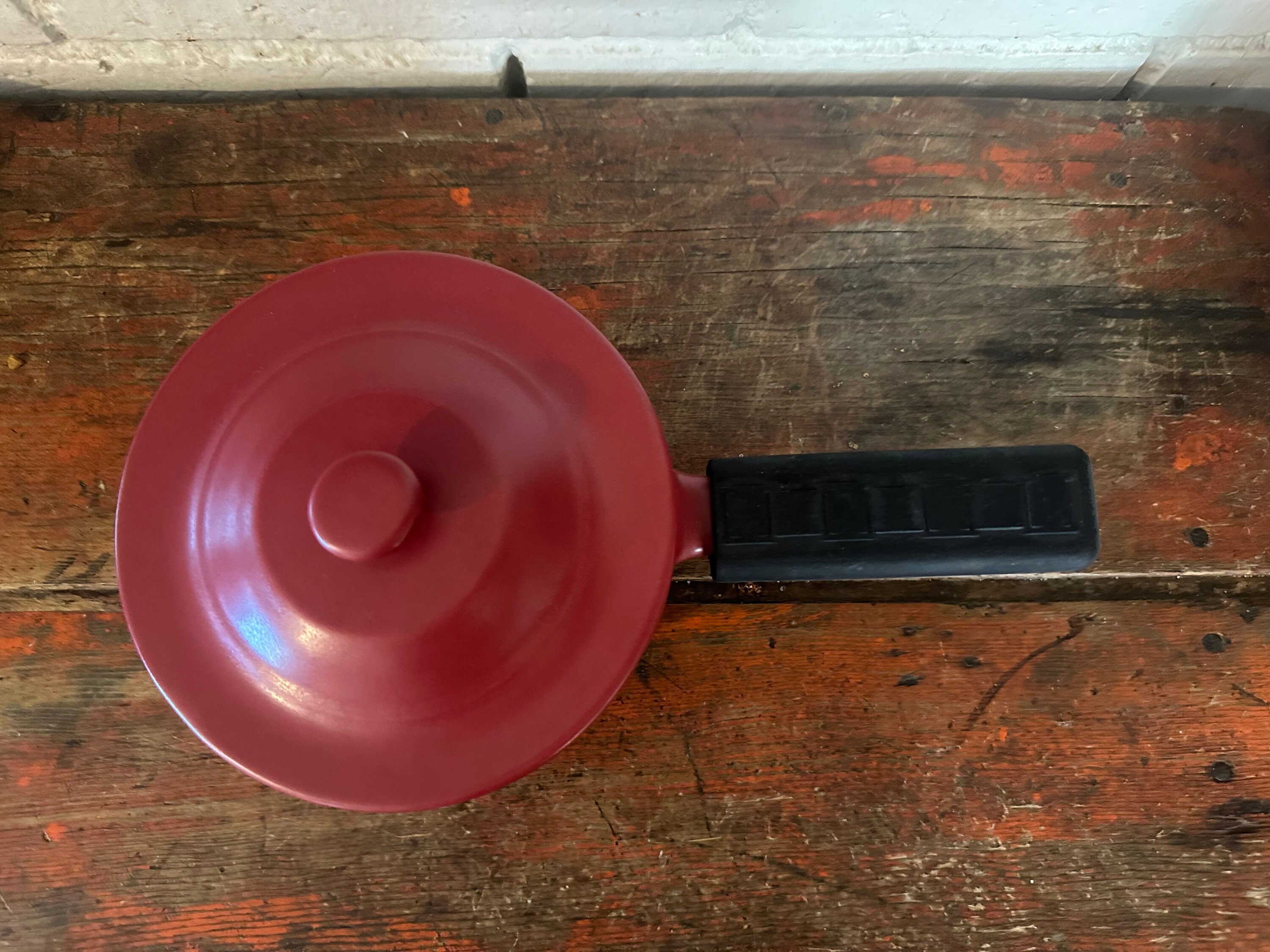 Longaberger Pottery Flameware 6” Sauce Pan Pot Paprika Red Lid Handle ...