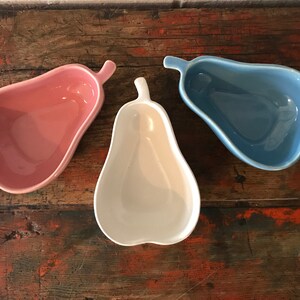 Vintage Joaquin California Pottery Pear Shaped Bowls Pink Blue White ...